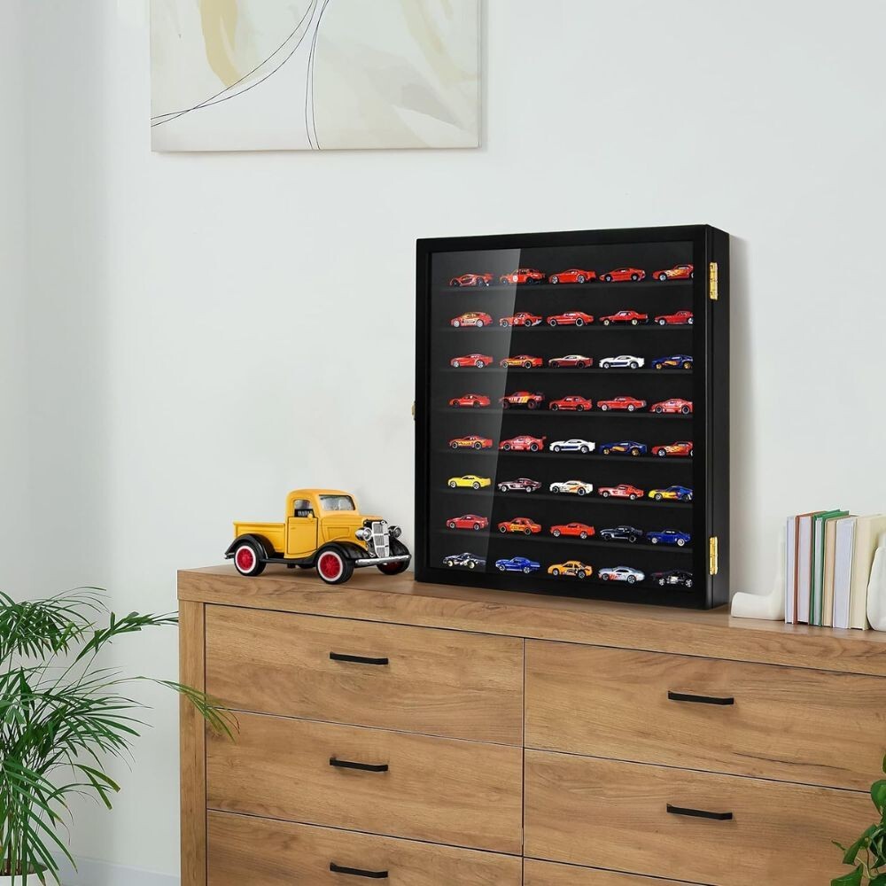 1/64 Scale Car Display Case Wall Mounted Diecast Cabinet Wooden ...