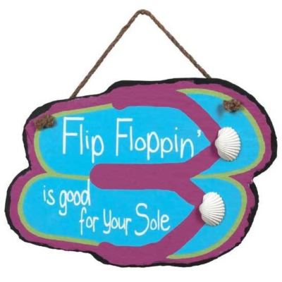 Hand Painted Flip Flop Slate Sign with Resin Shell "Flip Floppin ...