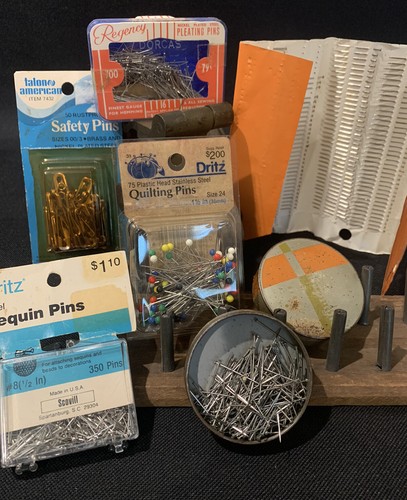 Vintage Sewing Steel Pins Quilting Pleating Sequin Safety Nickel Plated ...