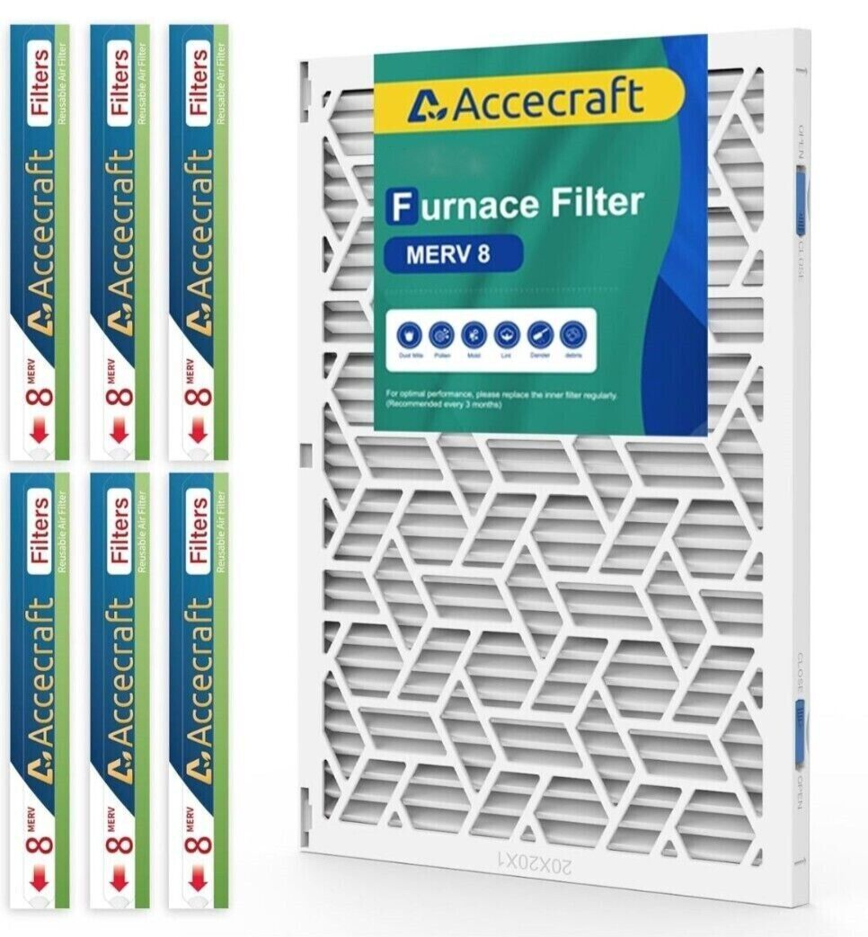 Accecraft 14x20x1 Reusable Air Filter Frame w/ 6 pack of air filters ...