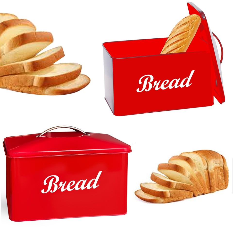 Vintage Style Bread Bin Large Stainless Steel Food Storage Retro Home ...