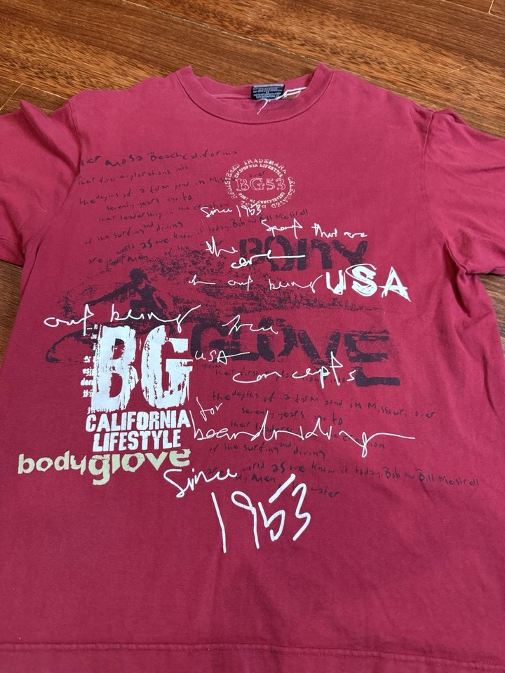 Y2k Body Glove Red Surf Tee | eBay