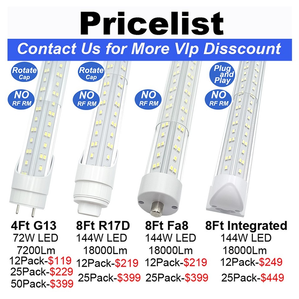 12 Pack T8 8FT LED Tube Light Single Pin FA8 8FT LED Shop Lights 144W ...