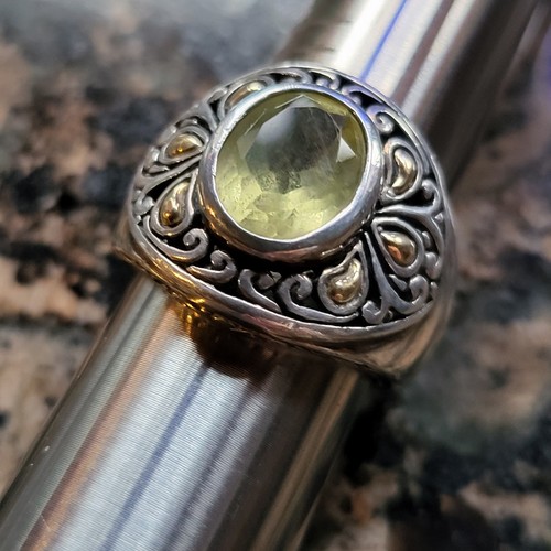 Samuel B Behnam BJC Sterling Silver 18k Gold Oval Lemon Quartz Ring ...