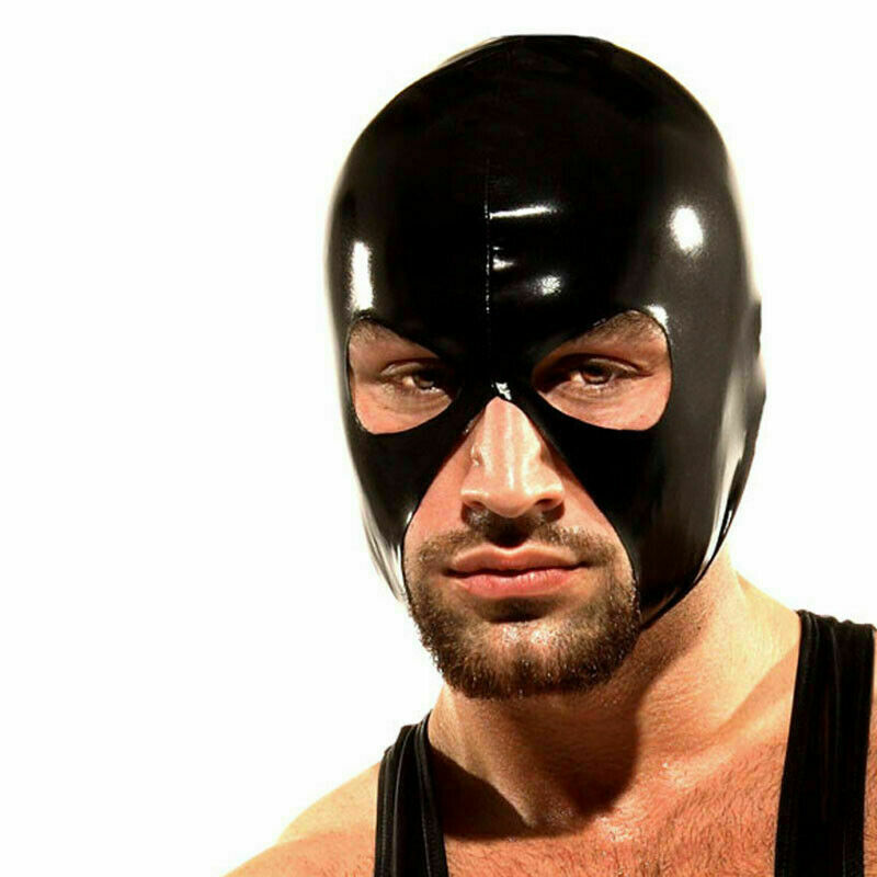 Fetish Patent Leather Open Mouth Eyes Mask Full Head Hooded Cosplay ...