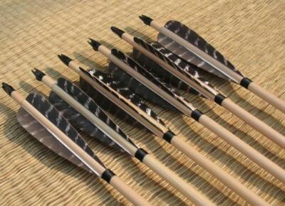 12pc 32" Wooden Arrows Handmade Arrows Natural Feathers for Longbow ...