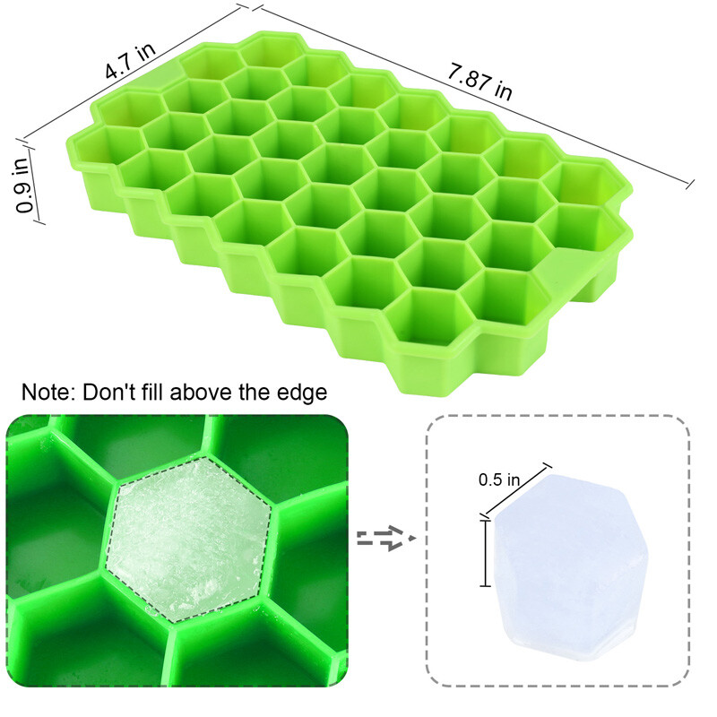 Premium Ice Cube Trays Silicone Hexagonal Ice Cube Molds with Sealing ...