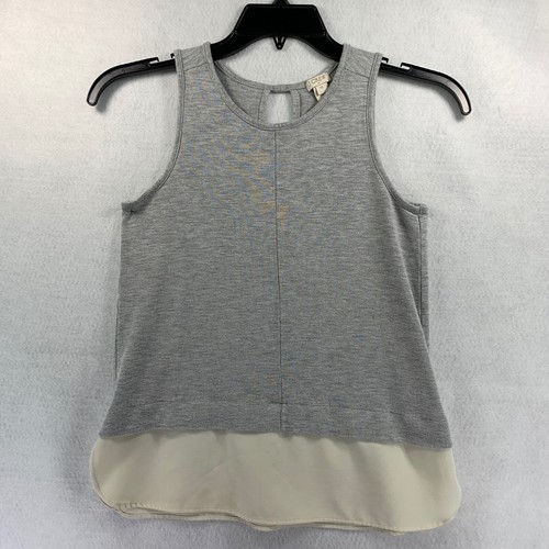 J Crew Womens Top Extra Small Gray Tank Layer Look Keyhole Neck Mixed ...