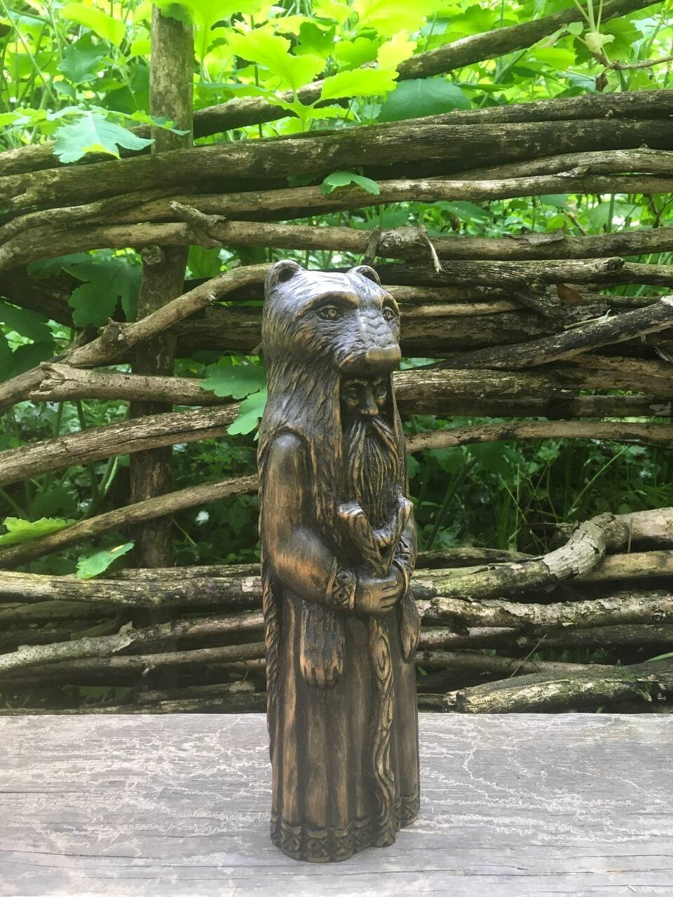 Veles Statue Slavic God Wooden Carved Figure Wood Handmade Decor Height ...