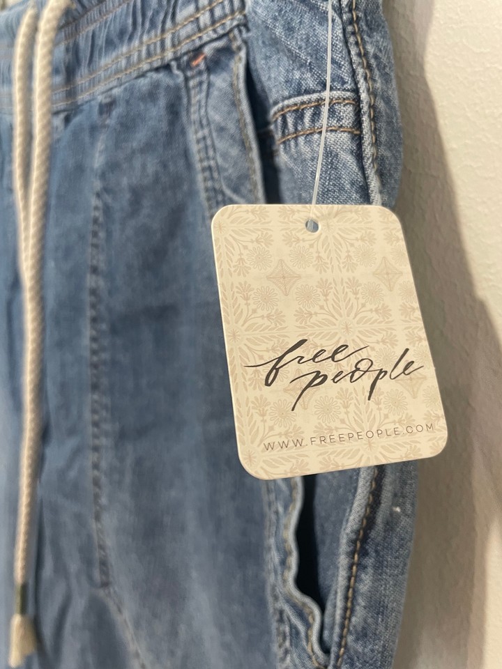 NWT Free People Easy Peasy Pull On Cropped Jeans No Problem Women's S ...