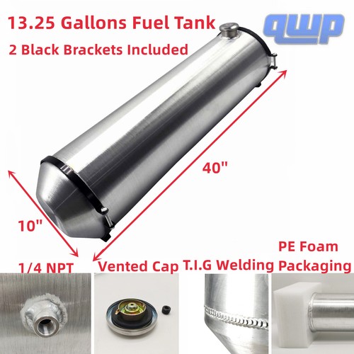 Fuel Tank 13.25 Gallon End Fill Round Aluminum Gas Tank Outlet 1/4 NPT ...