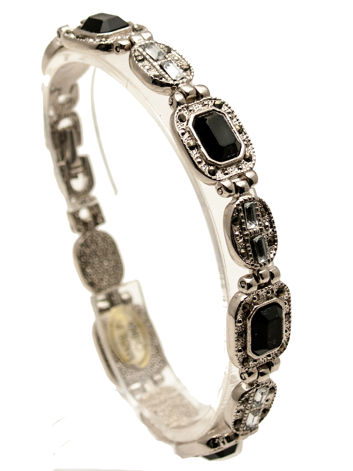 Lafayette:Womens' Marcasite Black Stones Watch & Bracelet set in ...