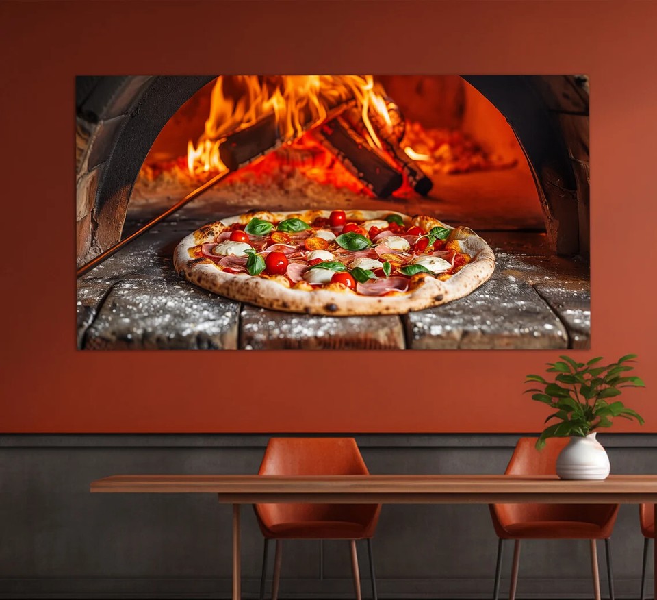 Large Pizza Baker Kitchen Restaurant Wall Art Canvas Unframed Print Art ...