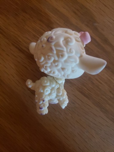 LPS LITTLEST PET SHOP OFF WHITE LAMB #186 BLUE EYES PINK BOW | eBay