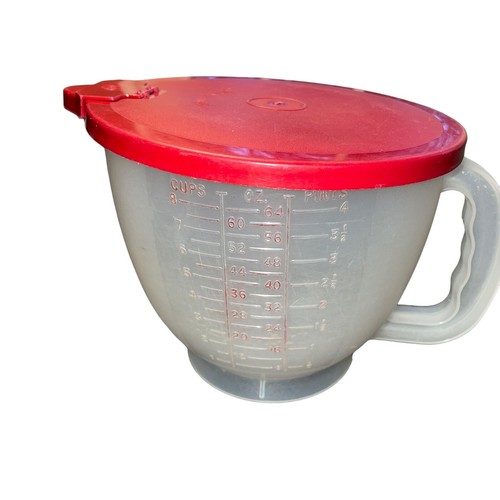 Tupperware Mix N Store Batter Measure Bowl Flip Red Lid Pancakes 500 ...