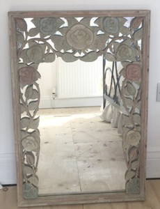 Beautiful Hand Carved Roses Floral Flower Rectangle Mirror Unique ...