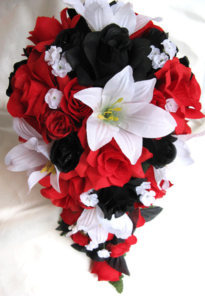 Black White And Red Flowers