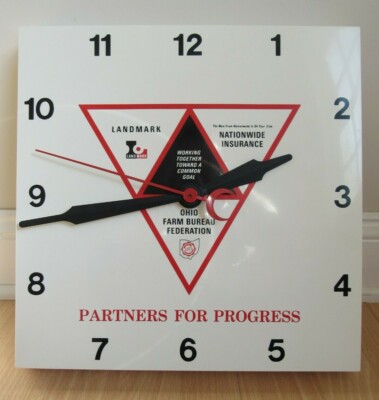 advertising wall clock vintage LANDMARK - OHIO FARM BUREAU 1960's SUPER ...