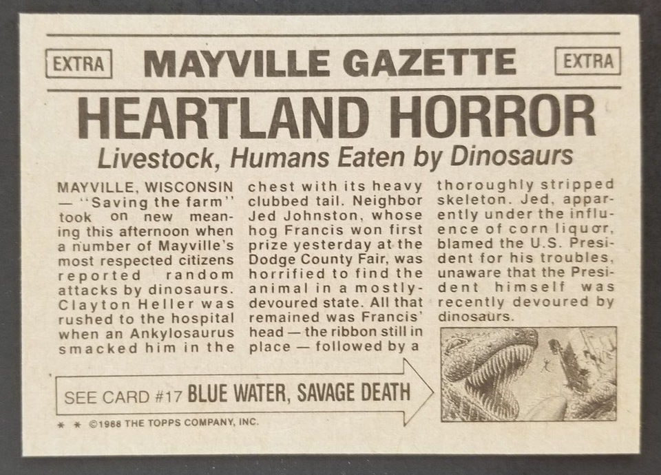 Dinosaur Attack 1988 Midwest Horror Topps Card #16 (NM) | eBay