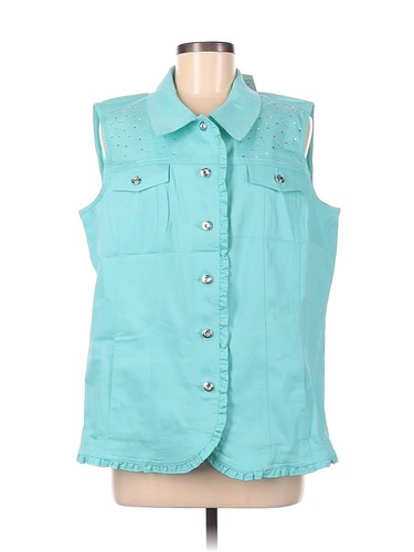NWT Quacker Factory Women Blue Denim Vest M | eBay