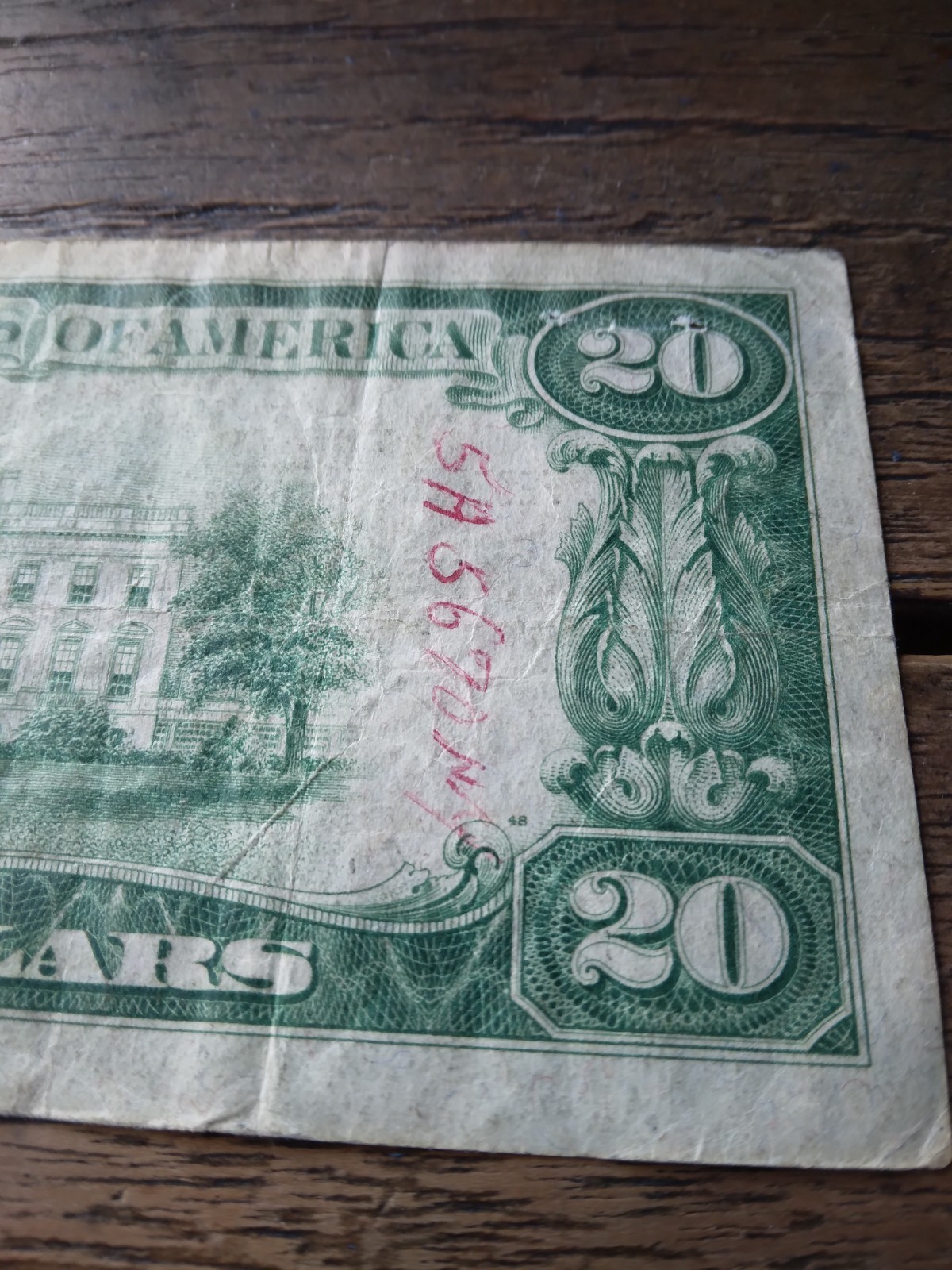 1929 $20 Federal Reserve Bank of New York Note Reverse Graffit Good ...