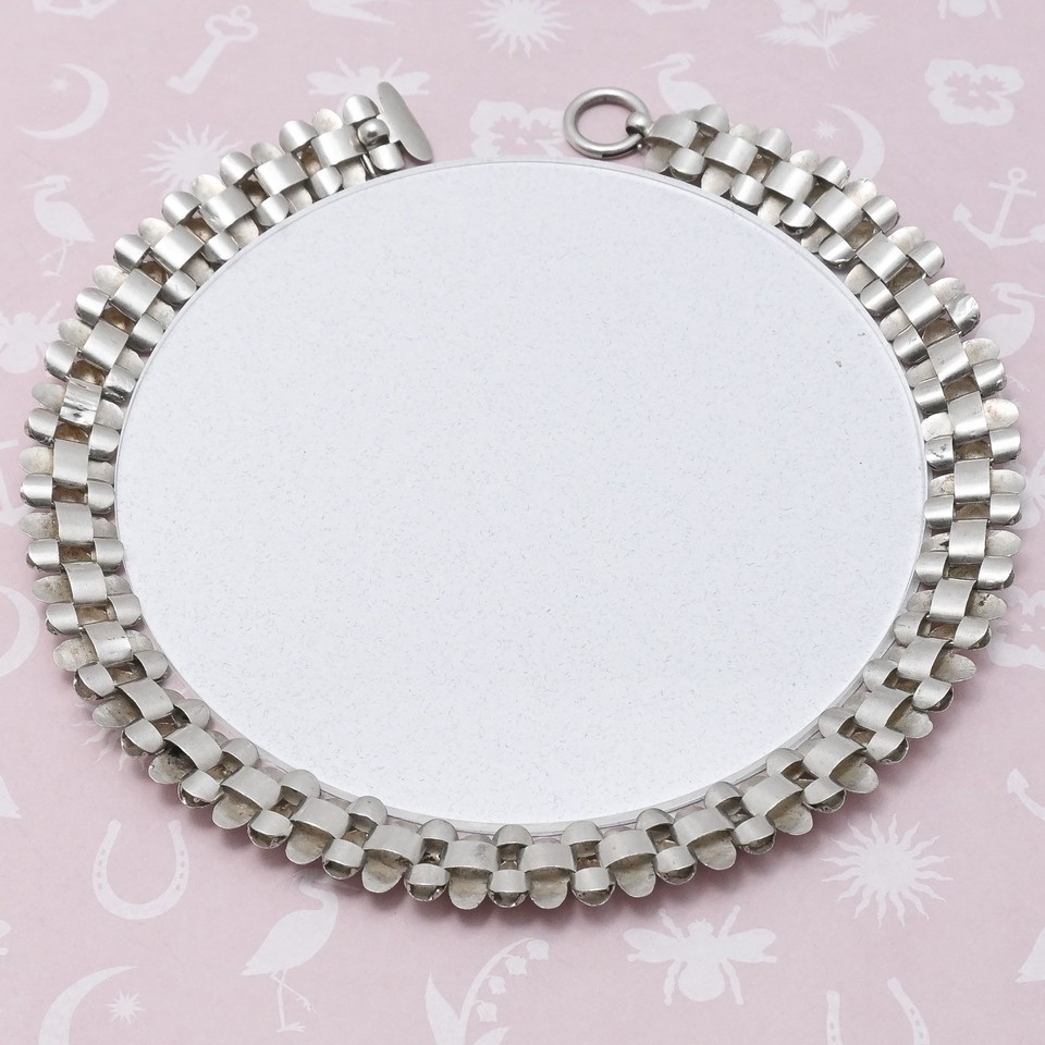 Antique Victorian Etruscan WIDE Book Chain Link Sterling Silver ...