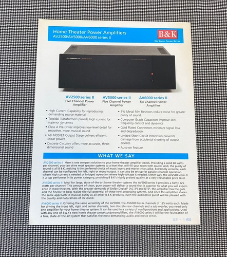 BK COMPONENTS HOME THEATER POWER AMPLIFIERS INFORMATION PAGE J0329 | eBay
