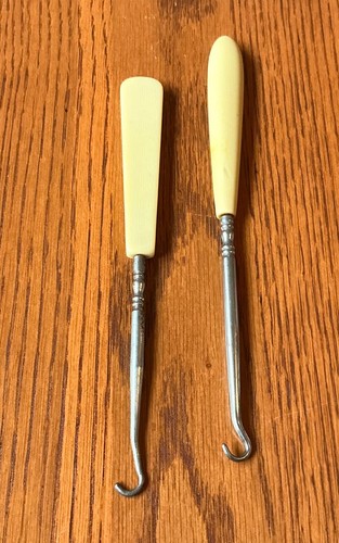 *2* Vintage Shoe Boot Corset Lace Button Hooks, Celluloid handles-7 1/4 ...