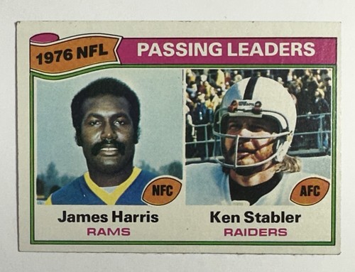 1977 Topps James Harris & Ken Stabler 1976 NFL Passing Leaders Football ...