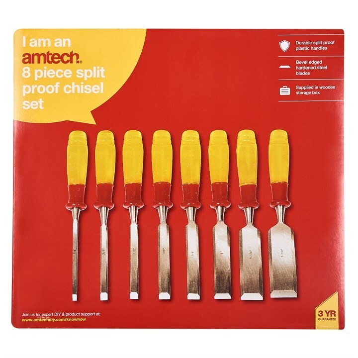 8 Piece split proof chisel set in wooden box AMTECH | eBay UK