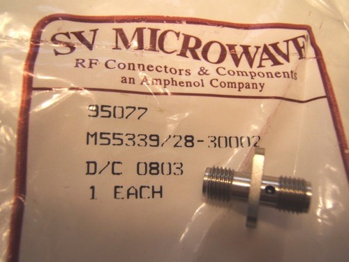 SV MICROWAVE RF SMA MIL SPEC CONNECTOR M55339/28-30002. F TO F,PANEL ...