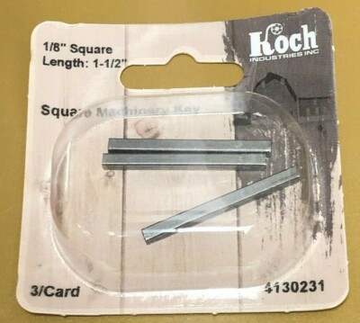 Square Machinery Keys, Set of (3), 1/8" Square x 1-1/2" Length, Motor ...