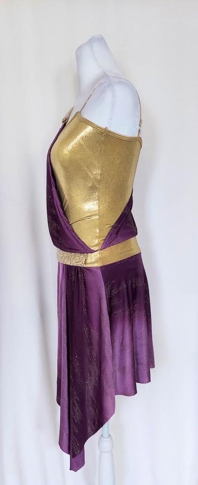 Curtain Call Asymetrical Dance Skating Costume Purple Gold Womens ...