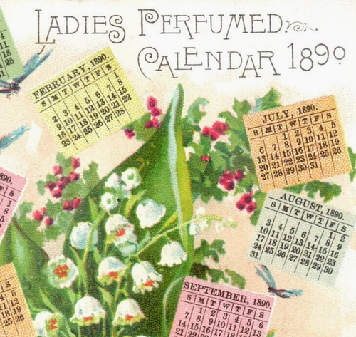 1890 Perfumed Calendar Hoyt's German Cologne Sold By Dambach & Co. 7E ...
