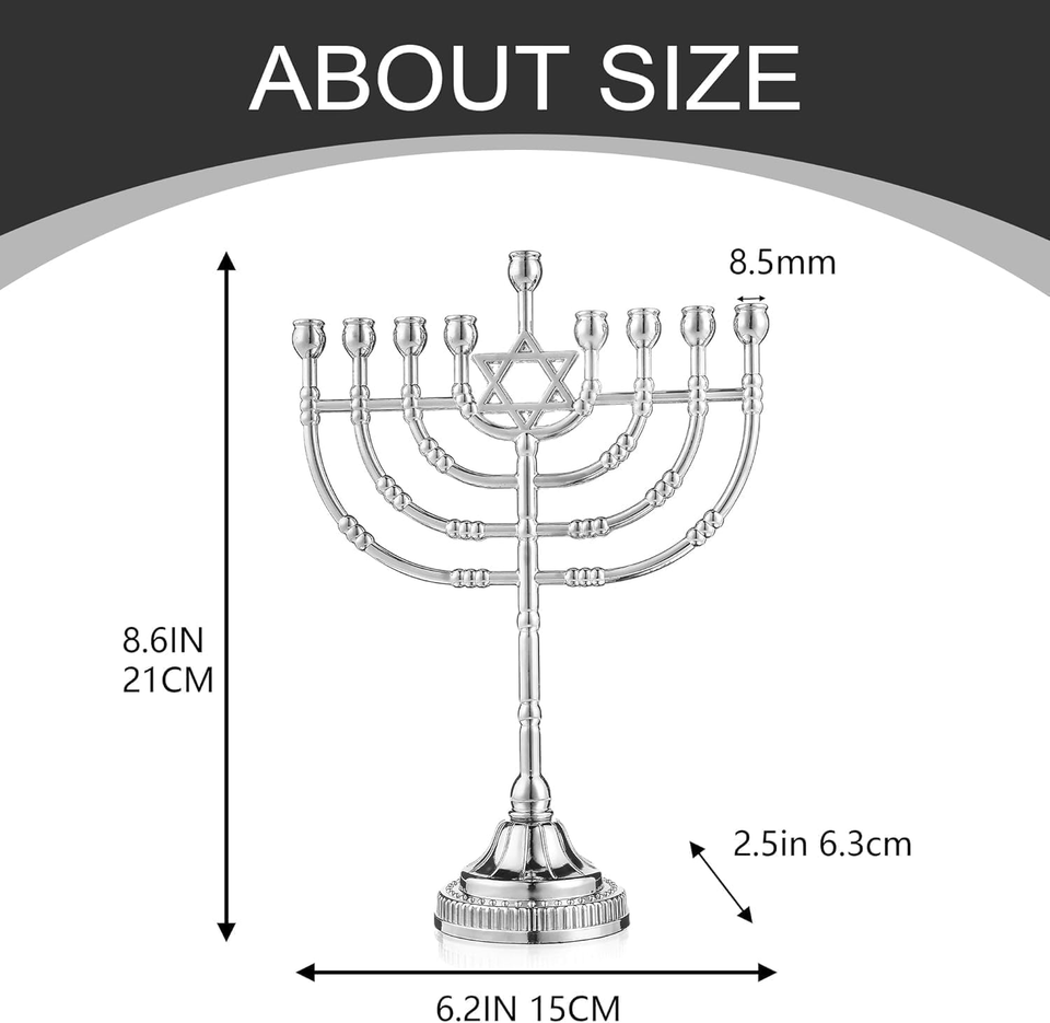 Hanukkah Menorah with Star of David – Traditional Jewish Candle Holder ...