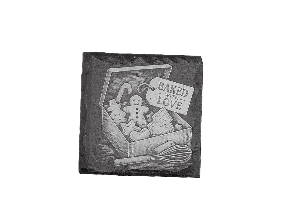 Custom Hand-Made Slate Laser Engraved 4" Coasters Baking Gingerbread ...