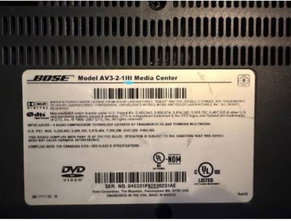Bose AV 3-2-1 (Series III) HDMI Media Center Only | eBay