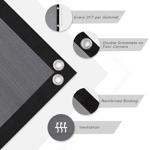 90% Shade Fabric Sun Shade Cloth Privacy Screen with Grommets 6x6FT ...