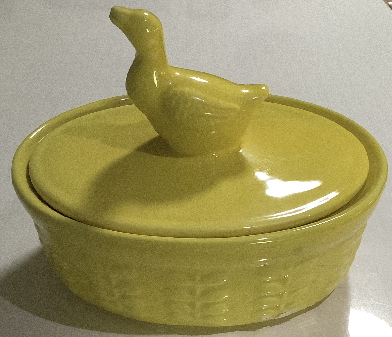 Yellow Oval Ceramic Covered Dish With Duck Handle, Micro Safe, Vintage ...
