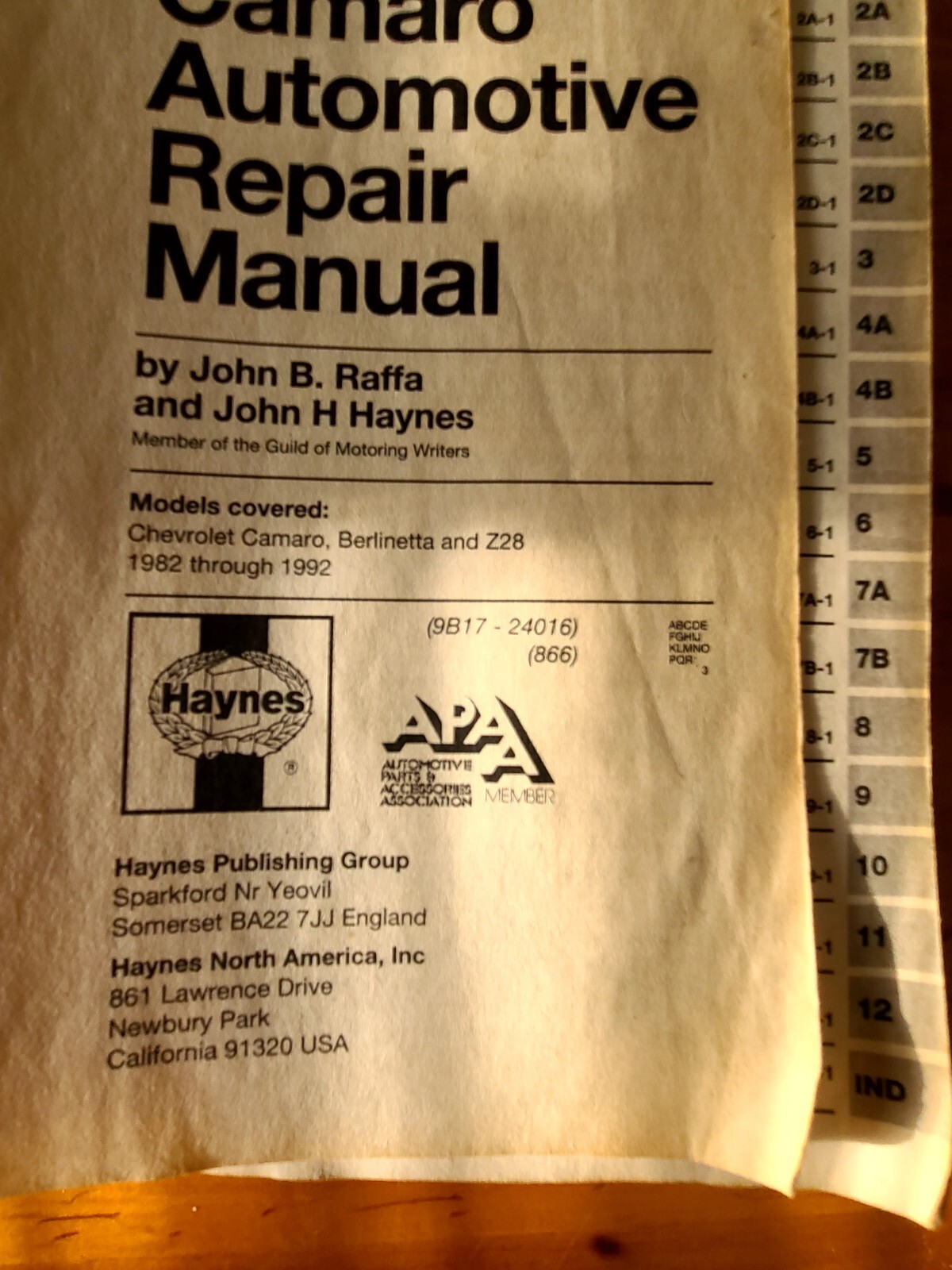 Haynes Repair Manual 1982-1992 Chevrolet Camaro Shop Service ...