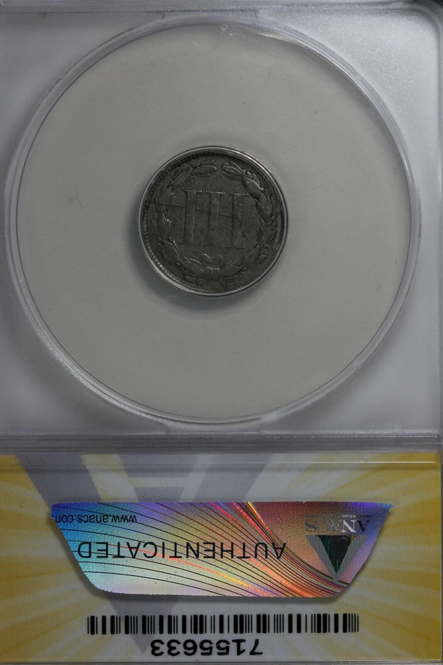 1867 .03 ANACS VG 8 Three Cent Nickel, Liberty Three Cent Piece | eBay