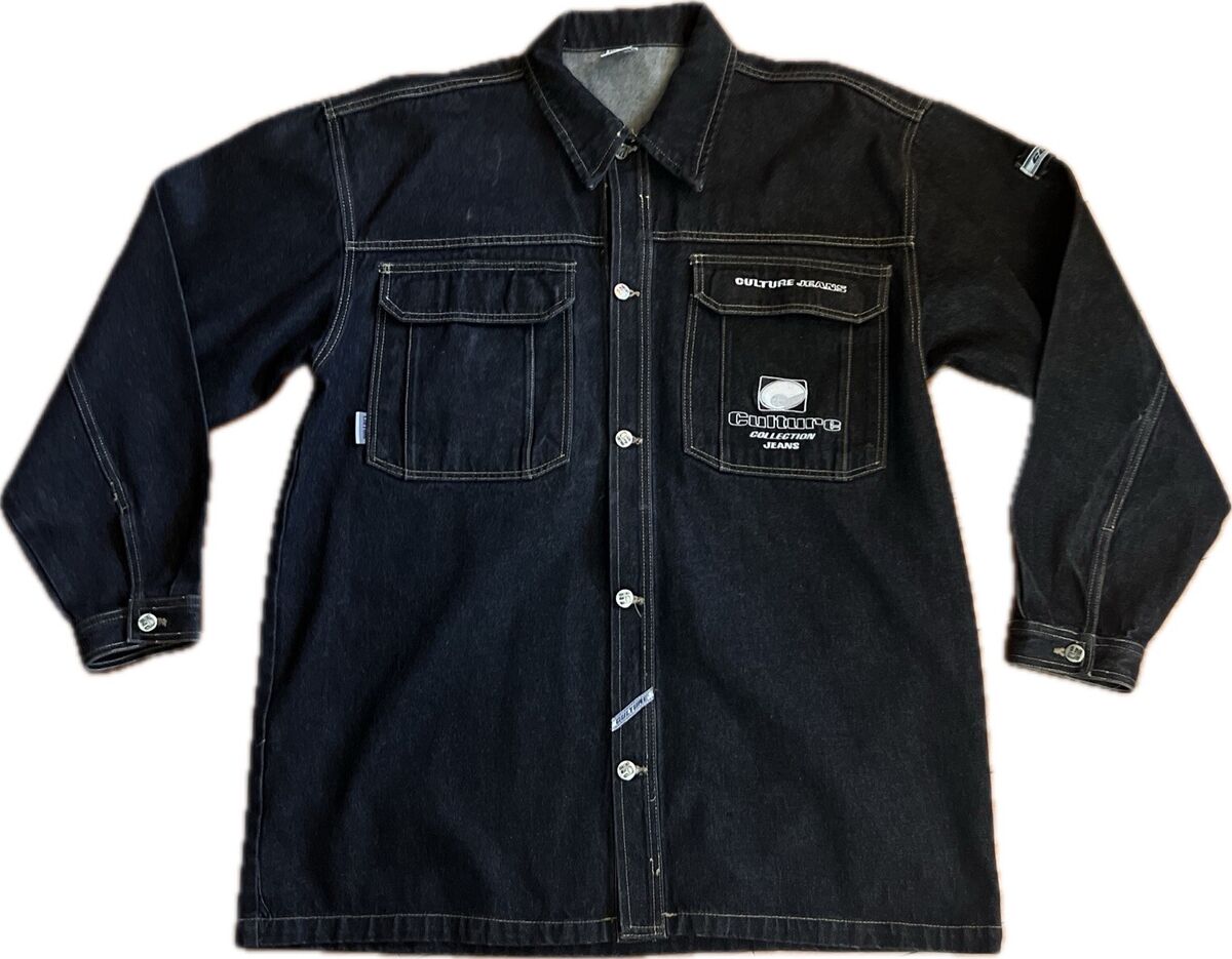 VTG Culture Denim Black Jacket Men's XL Y2K Streetwear 90s VTG Culture Denim Black Jacket Men's XL Y2K Streetwear 90s