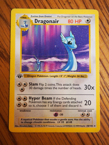 Pokemon 1999 1st Edition Base set Dragonair rare card in mint condition ...