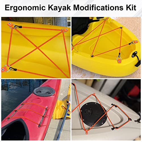 Kayak Deck Rigging Kit 1/4" 9.8' Bungee Cord with 6 D Rings& 4 J Hooks ...