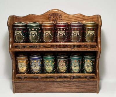 Watkins Wooden Spice Rack with (12) Watkins Spice Tins Vintage 1987 | eBay