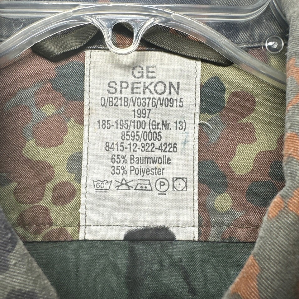 Vintage 90s GE Flecktarn Spekon German Army Camouflage Shirt Jacket Size Large | eBay