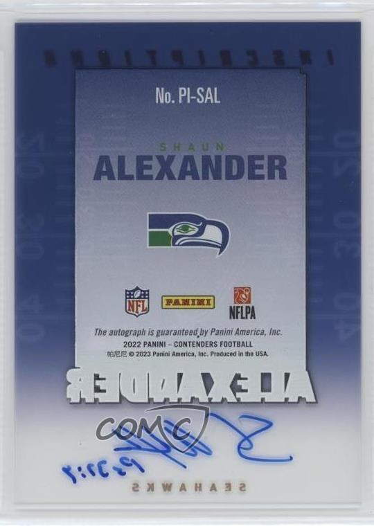 2022 Panini Zenith Pinnacle Inscriptions FOTL Shaun Alexander #PI-SAL ...