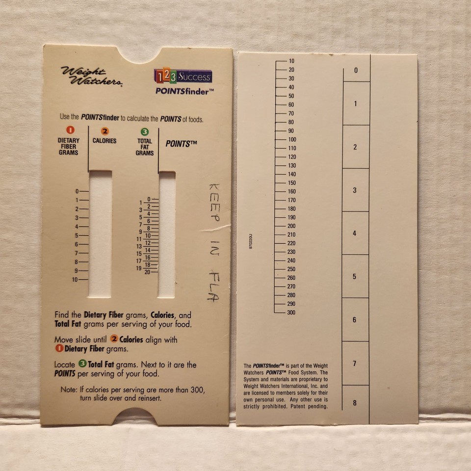 Weight Watchers WW 123 Success Points Finder Slide Slider Calculator ...