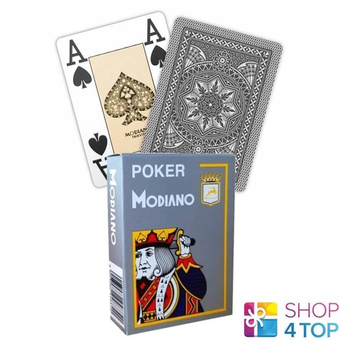 MODIANO POKER PLAYING CARDS DECK 4 JUMBO INDEX LARGE GREY PLASTIC ITALY ...