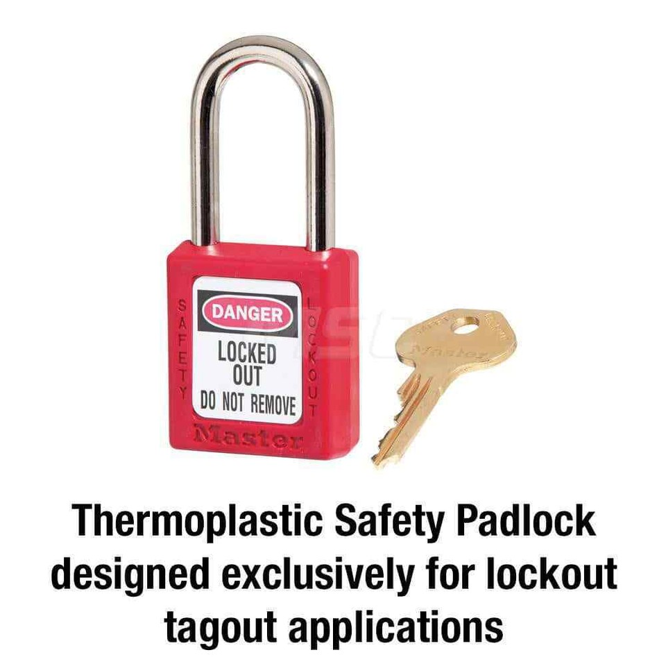 Master Lock 410RED Nonconductive LOTO Lockout Tagout Padlock, Keyed ...